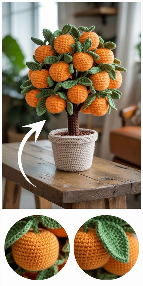 Crocheted tangerine vase - Pattern